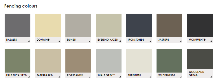 Colorbond Fence Colours Range & Guide | Fencing Components